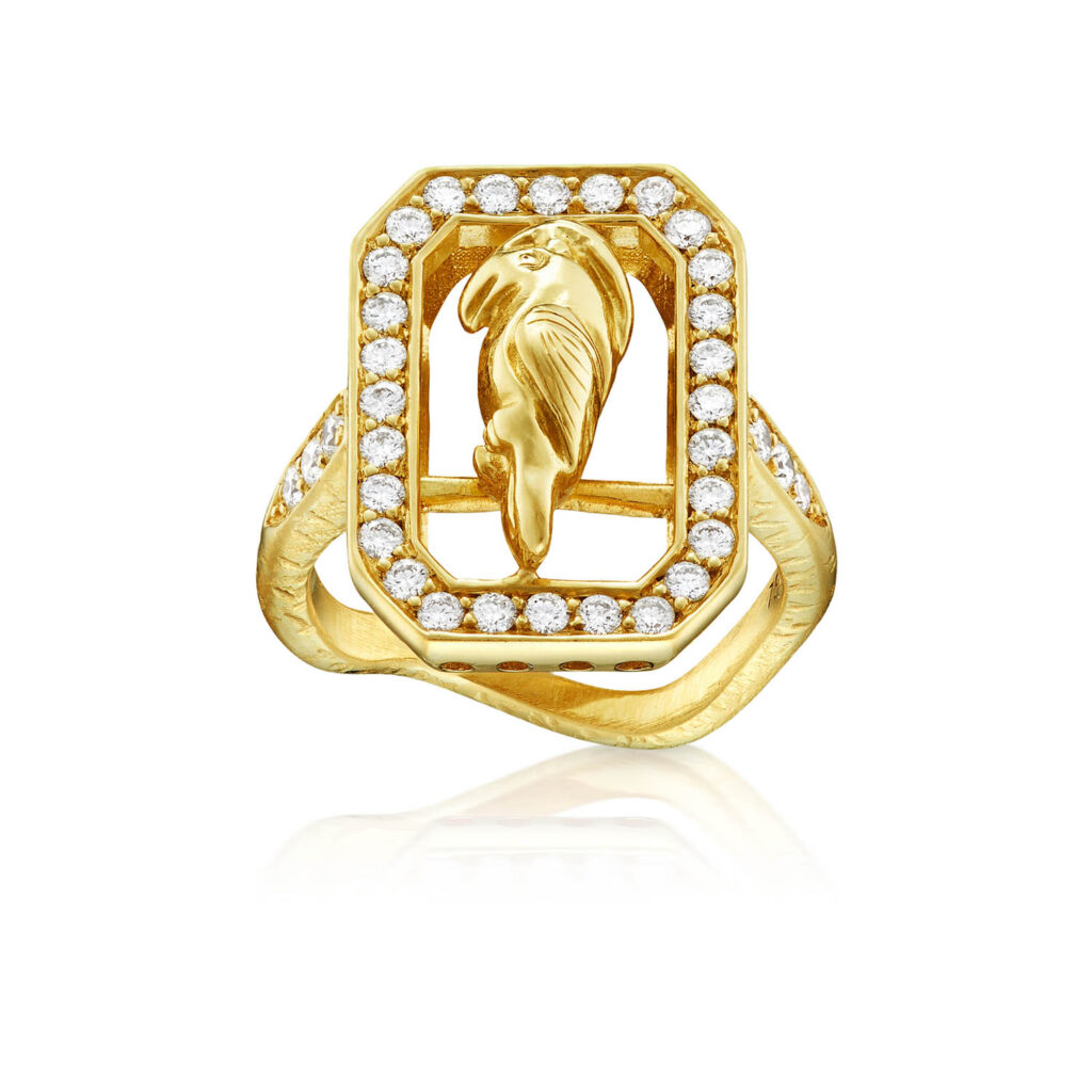 Fine Parrot Ring W. Diamonds - Rebecca Elbek Jewelry